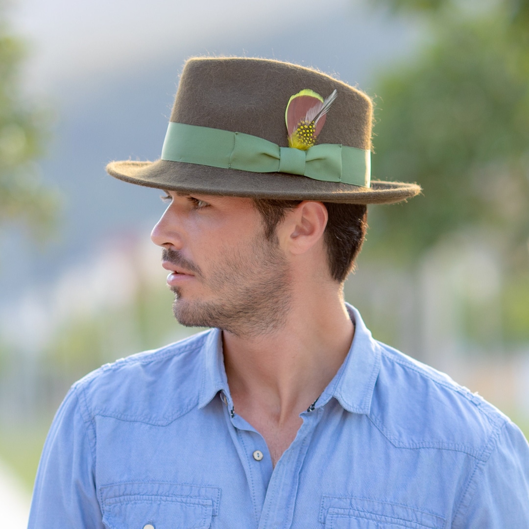 Alpaca Wool Felt Teardrop Fedora Hat Crushable & Water Resistant Mens ...
