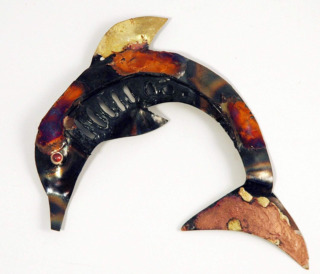 Recycled Metal Dolphin Hanging Decoration - 17cm - Etsy