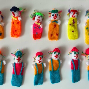 3 Hand Knitted Finger Puppets - Clowns - Ethically Sourced From Peru - Etsy