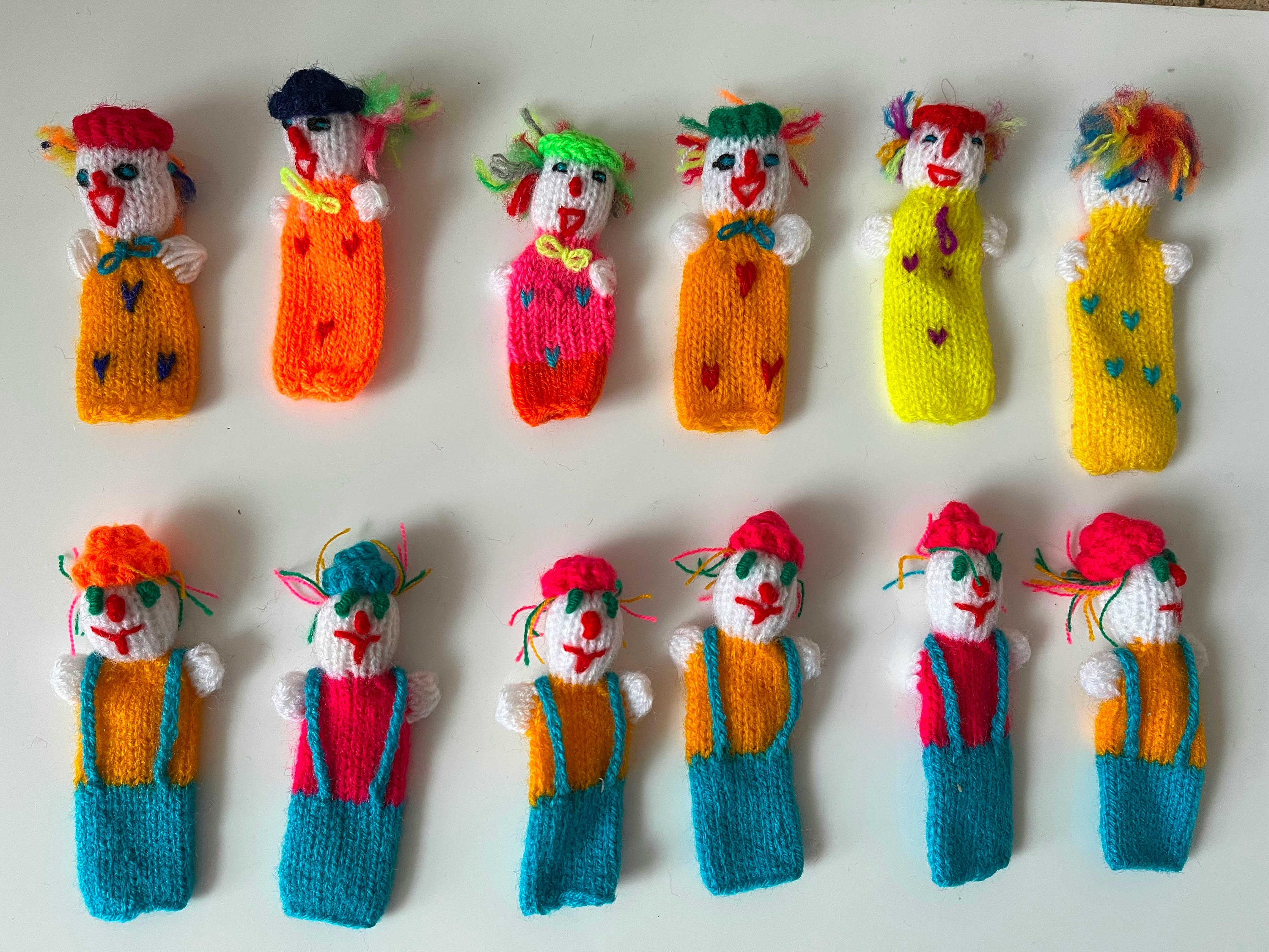 3 Hand Knitted Finger Puppets - Clowns - Ethically Sourced From Peru - Etsy