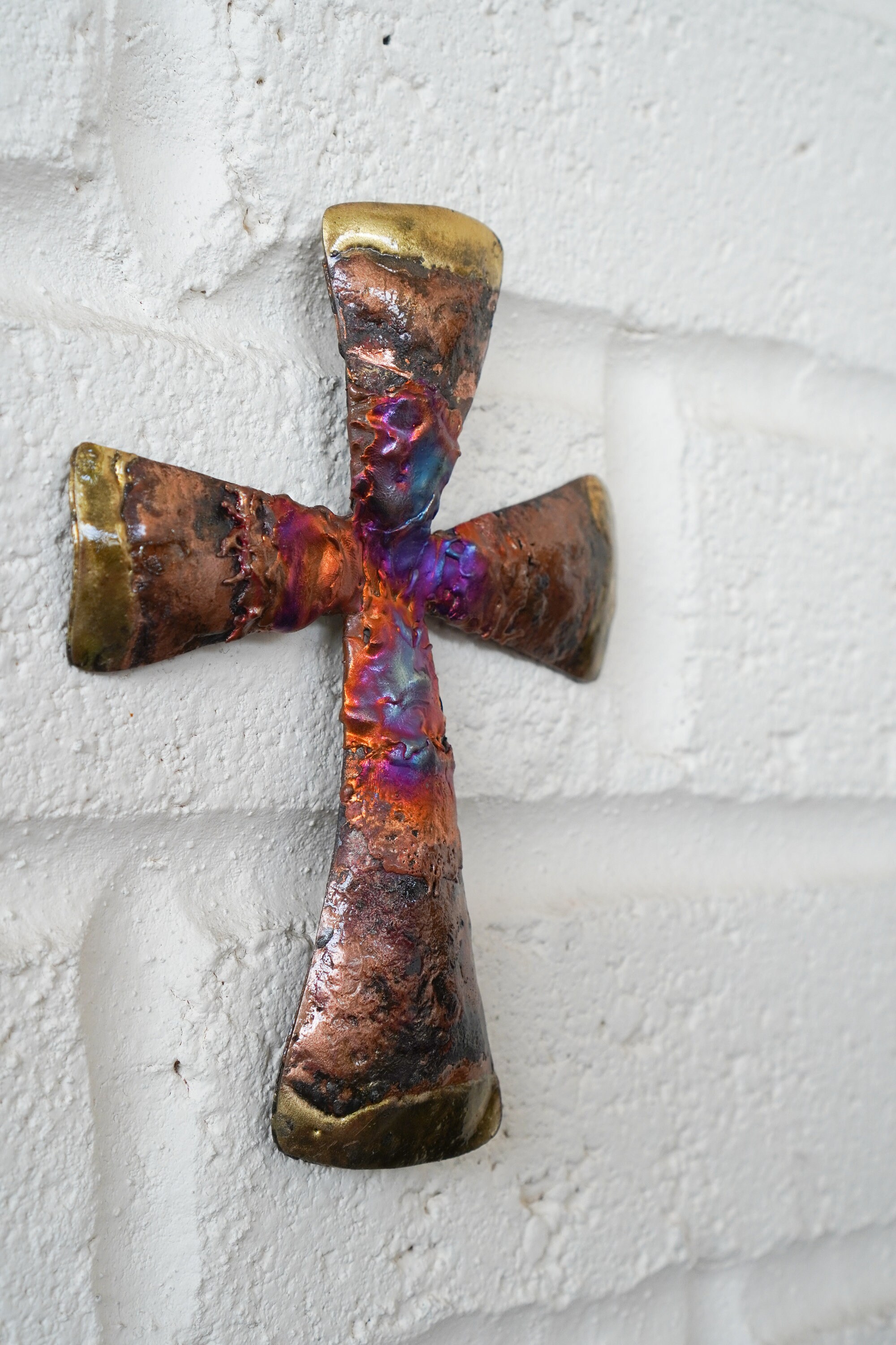 Recycled Metal Cross Wall Hanging Decoration 14cm - Etsy