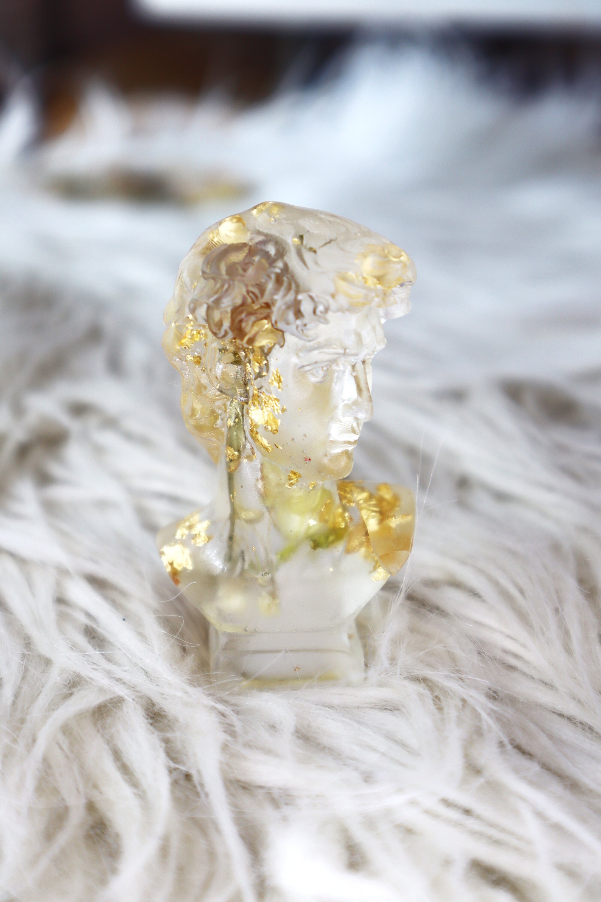 Mini Statue of David Real Flowers Quartz Crystals gold - Etsy