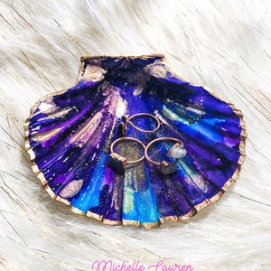 Original Alcohol Ink Artwork on Seashell Trinket Dish Jewelry - Etsy