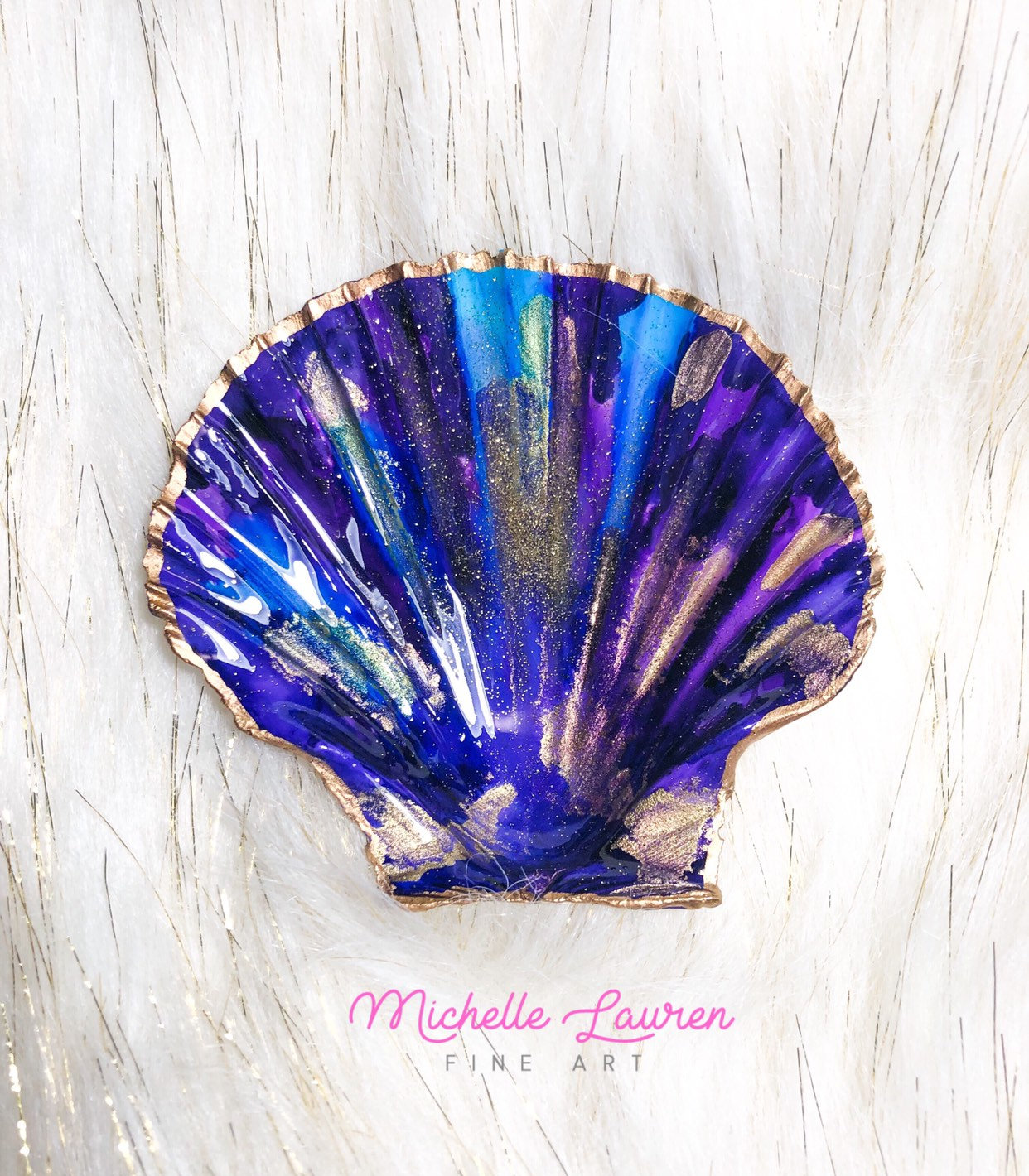 Original Alcohol Ink Artwork on Seashell Trinket Dish Jewelry - Etsy