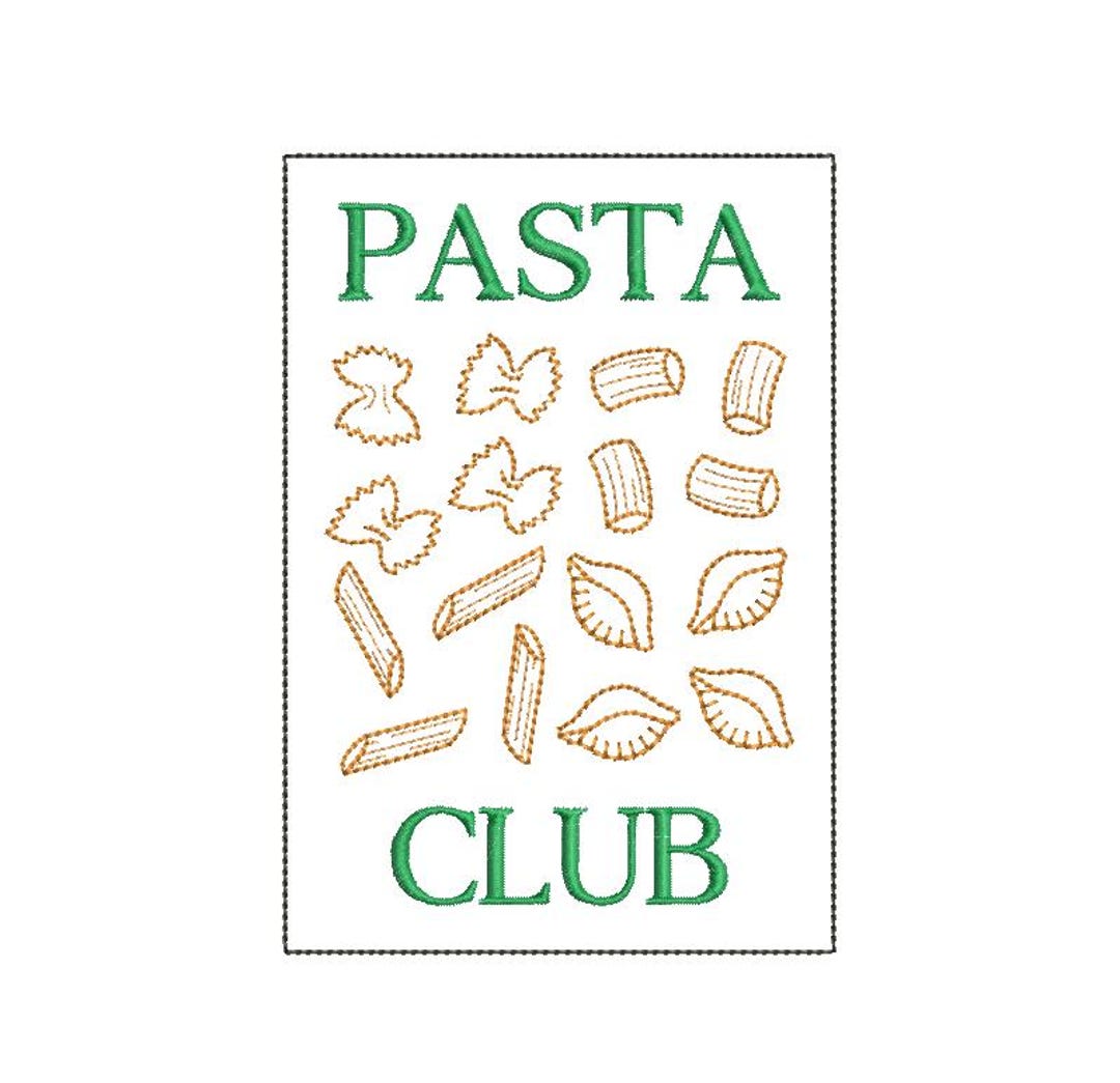 Pasta Club Embroidery Design - Funny Food Stitch - Machine Embroidery ...