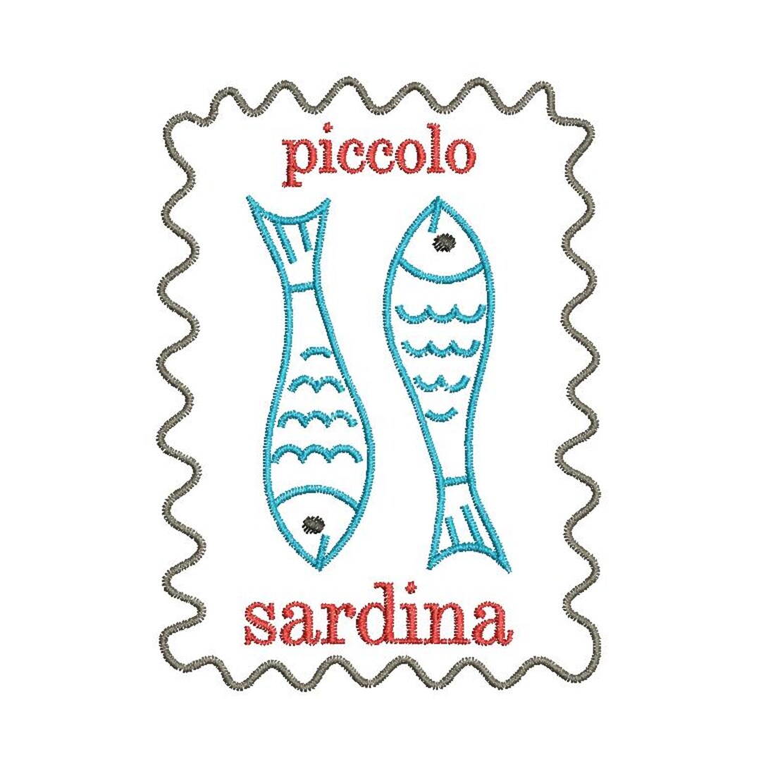 Sardina Piccolo Embroidery Design – Fish Emroidery - Coastal Nautical ...