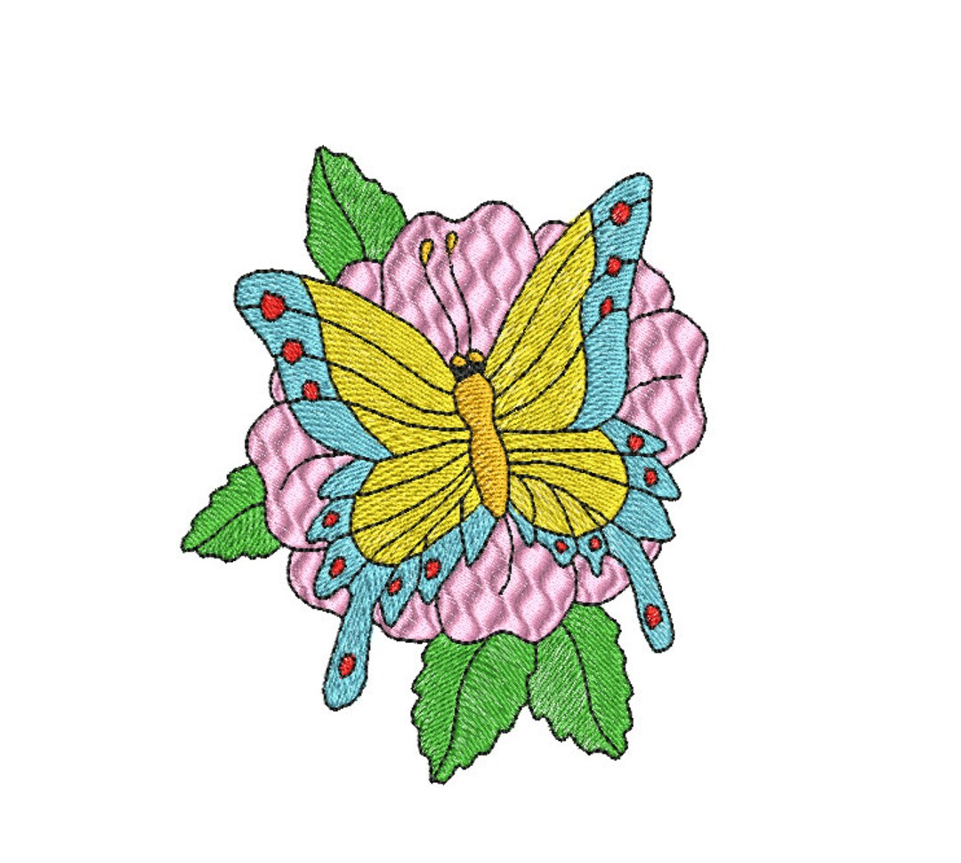 Butterfly Embroidery Design - Butterfly With Flower Embroidery Design ...