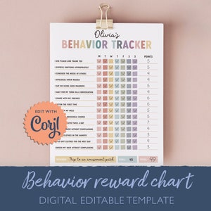 Editable Kids Behavior Chart: Custom Reward Tracker (digital Download ...