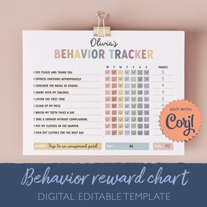 Editable Kids Behavior Chart, Custom Reward Chart Template, Good ...