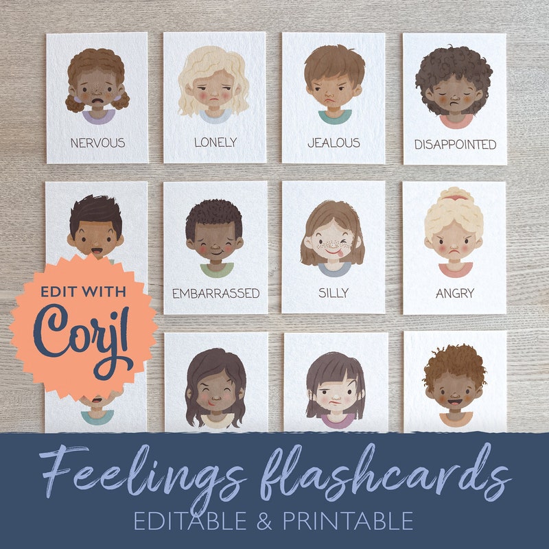 Feelings Picture Cards - Etsy
