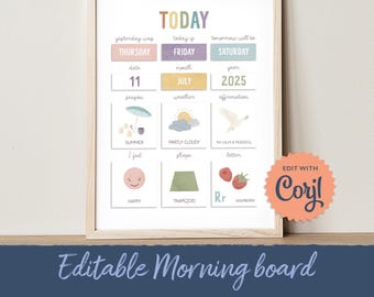 Kids Perpetual Calendar Set, Editable Classroom Calendar & Cards ...