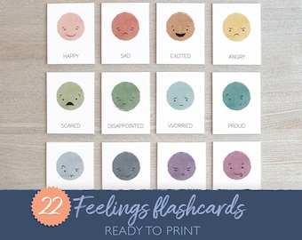 Feelings Flashcards, Emotions and Calming Techniques Chart, Montessori ...