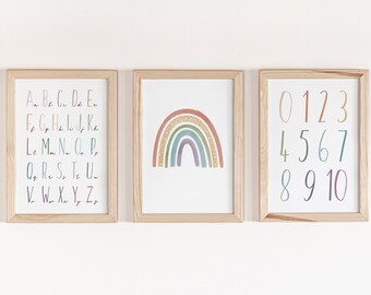 Rainbow Colors Alphabet Poster Educational Posters ABC | Etsy