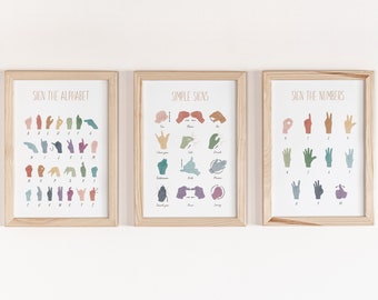 ASL American Sign Language Alphabet Poster Educational | Etsy