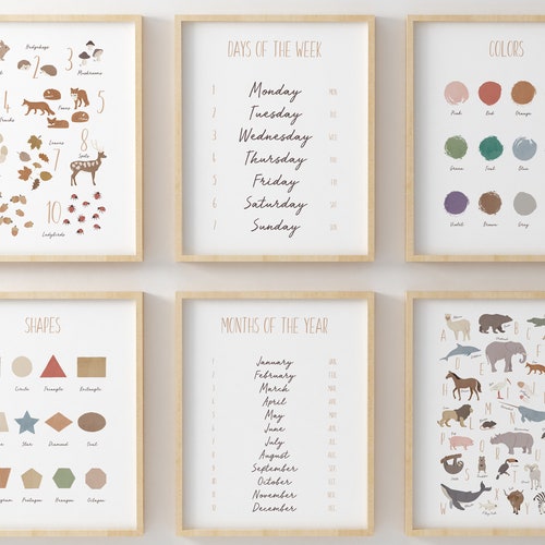 Set of 6 Educational Posters Alphabet Poster Classroom | Etsy