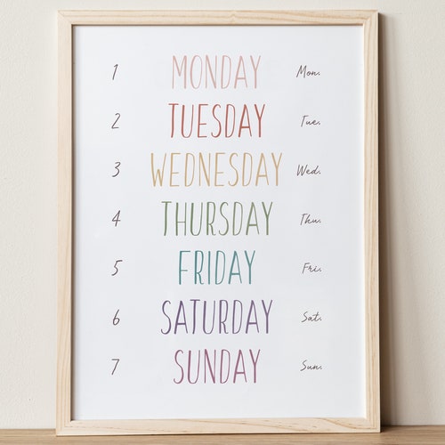 Days of the Week Classroom Decor Boho Calendar Poster - Etsy