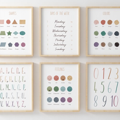 Set of 6 Educational Posters Alphabet Poster Classroom - Etsy