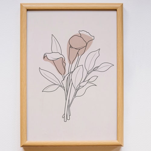Blush Pink Wall Art One Line Drawing Flower Line Art Print - Etsy