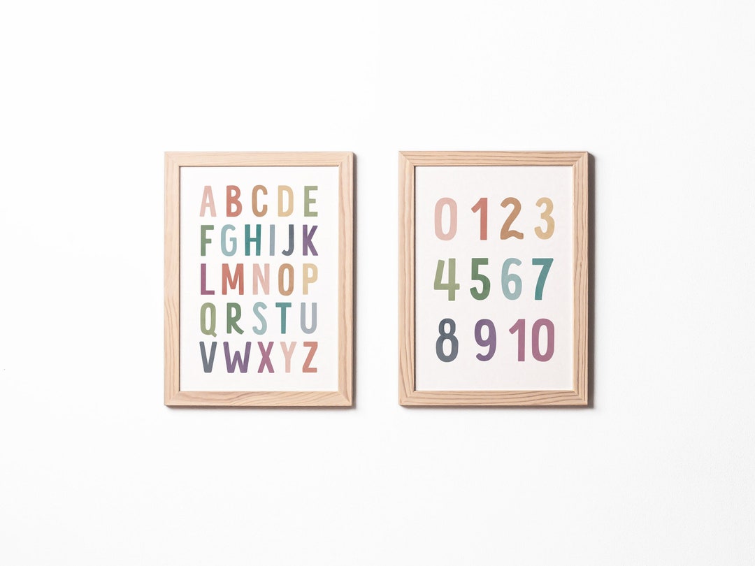 Rainbow Alphabet & Numbers Poster ABC Print 2 Piece Wall - Etsy
