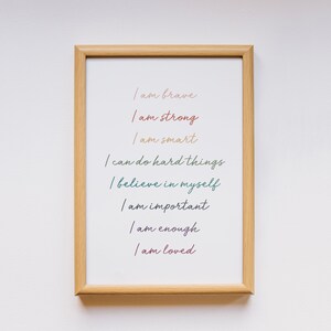Positive Kids Affirmations, Affirmation Wall Art, Educational Posters ...