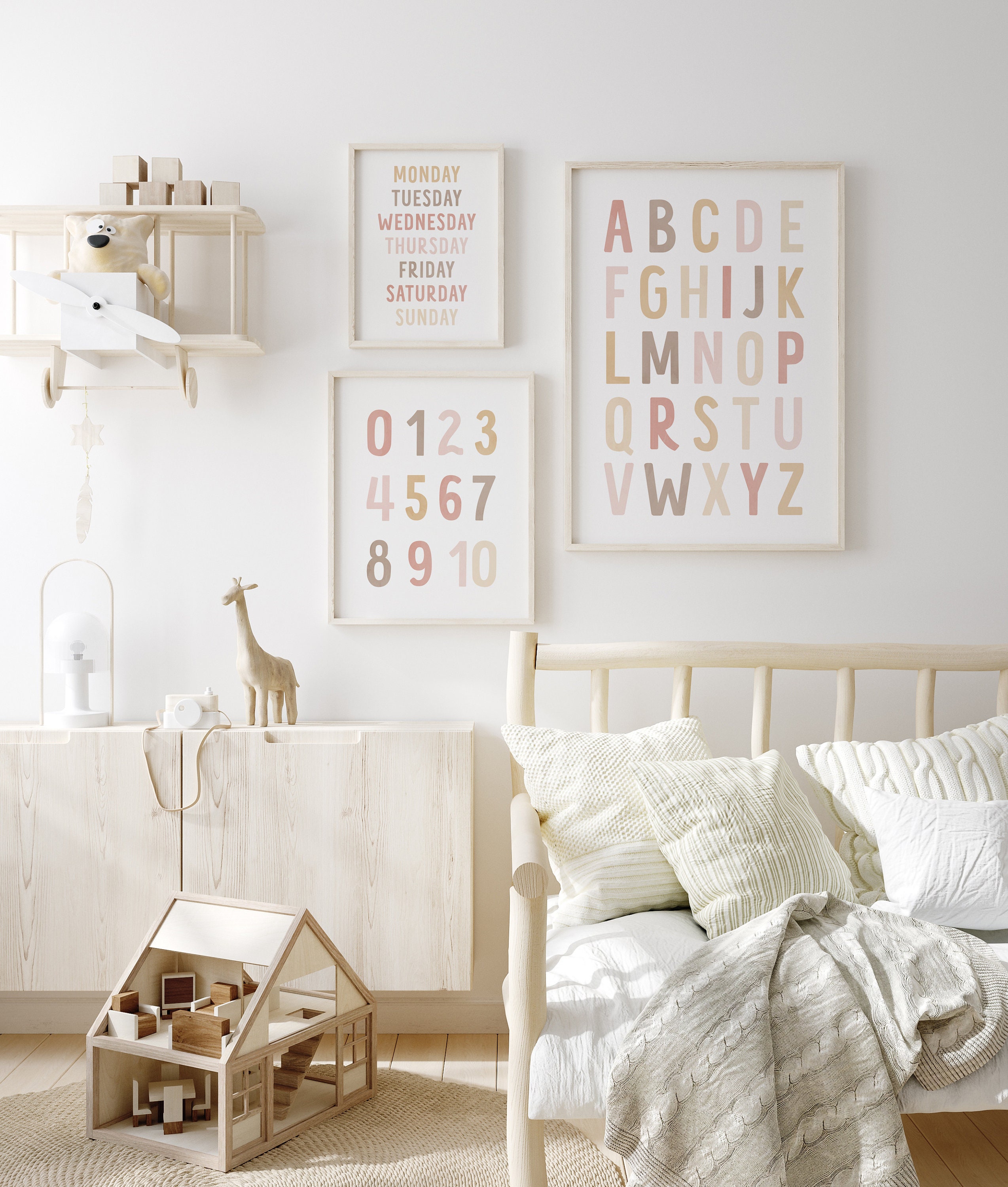 Blush Pink ABC Poster Set: Nursery Decor, Educational Prints (digital ...