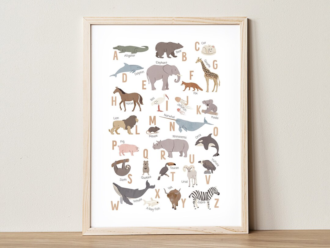 Baby Animal Alphabet Poster, Nursery Alphabet Print, Alphabet Animals ...