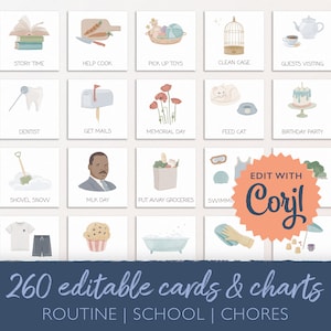 260 Routine Cards & Charts, Kids Daily Routine, School and Chore Cards ...