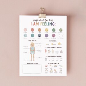 Feelings Check-in Worksheet for Kids: SEL Therapy Printable (digital ...