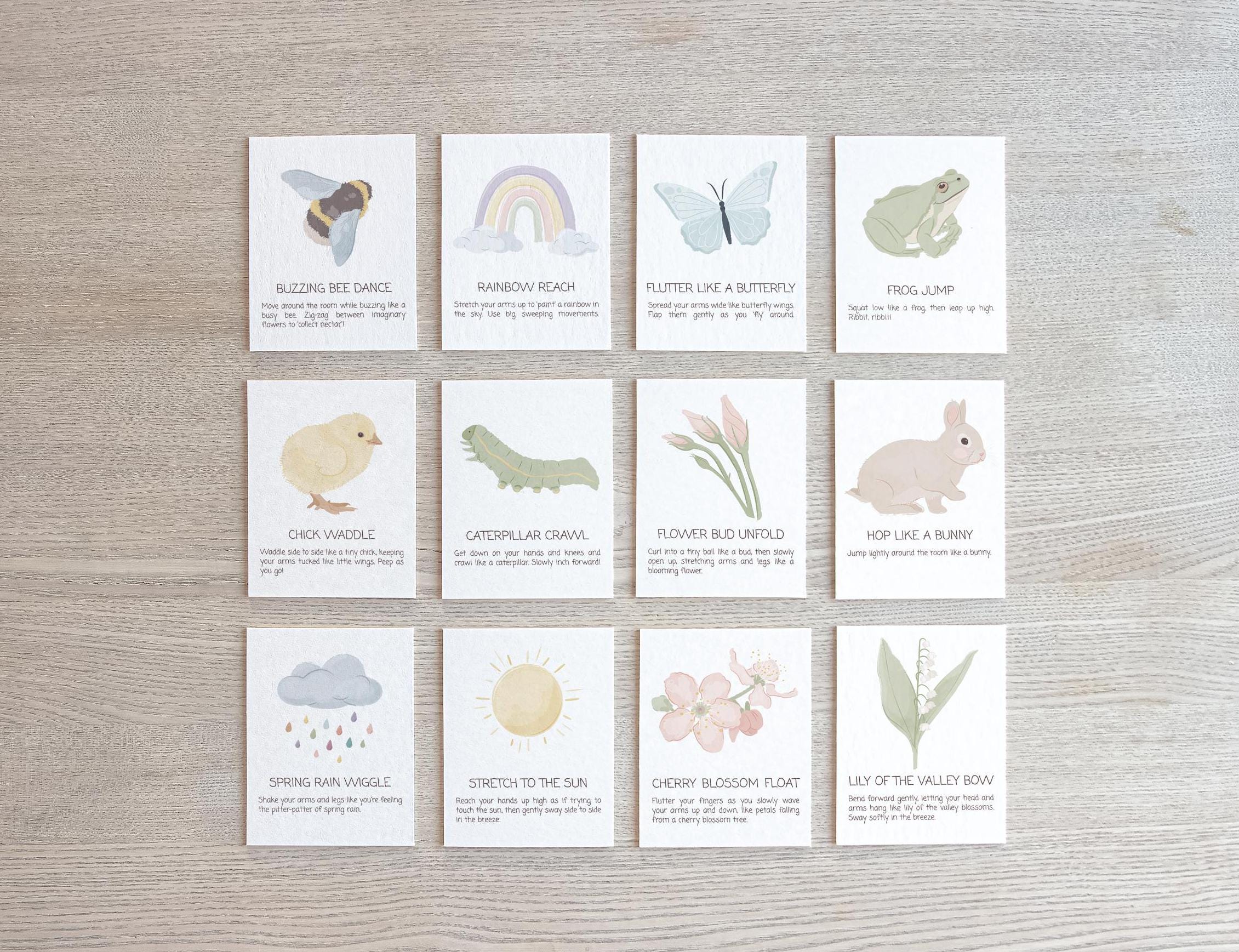 Spring Movement Cards for Kids: Montessori Flashcards (digital Download ...