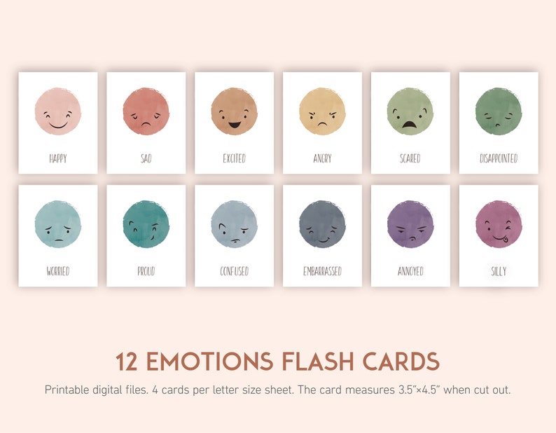 Emotion Flashcards Feelings Flash Cards Montessori | Etsy