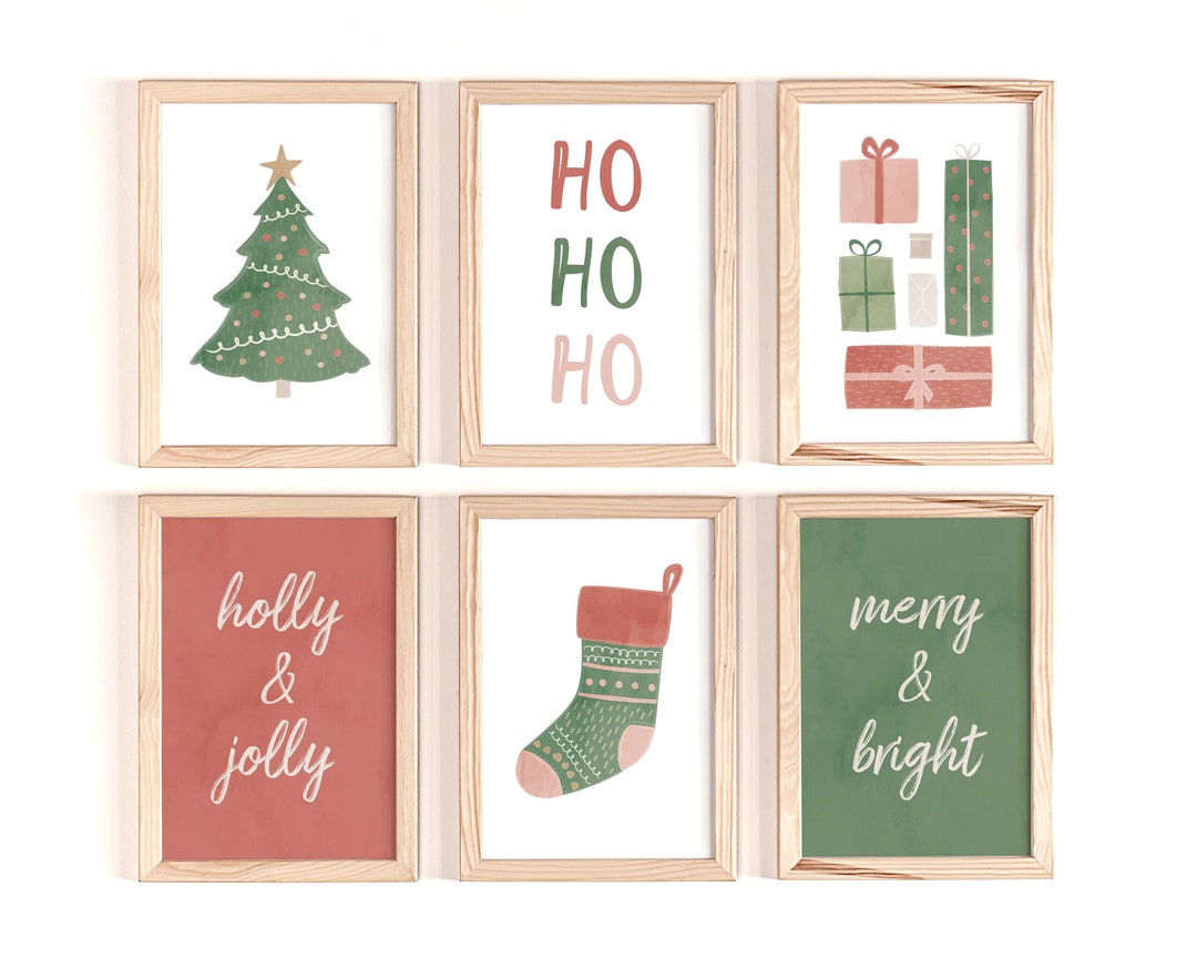 Christmas Home Decor, Set of 6 Boho Prints, Gallery Wall Set, Boho ...