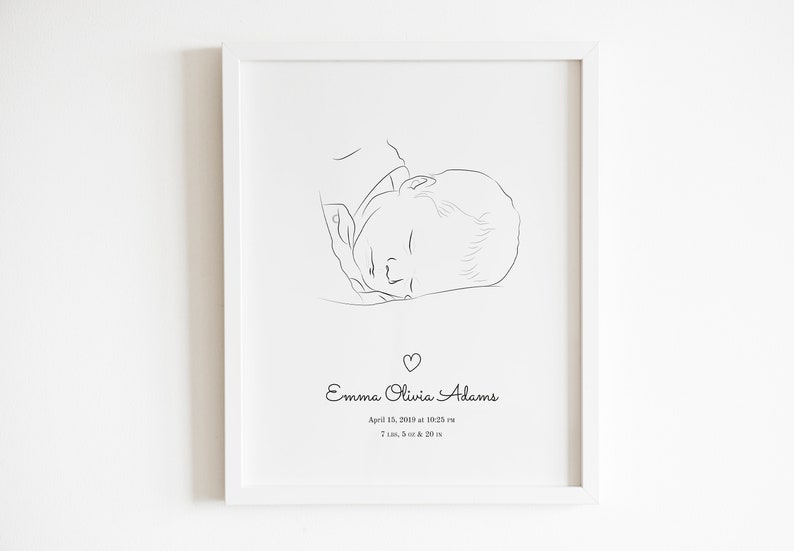 Custom Birth Stat Print Newborn Portrait From Photo With Baby - Etsy