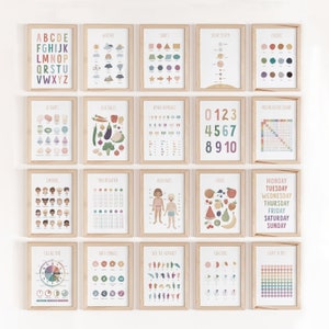 Set of 32 Educational Posters, Boho Classroom Decor Bundle, Math Poster ...