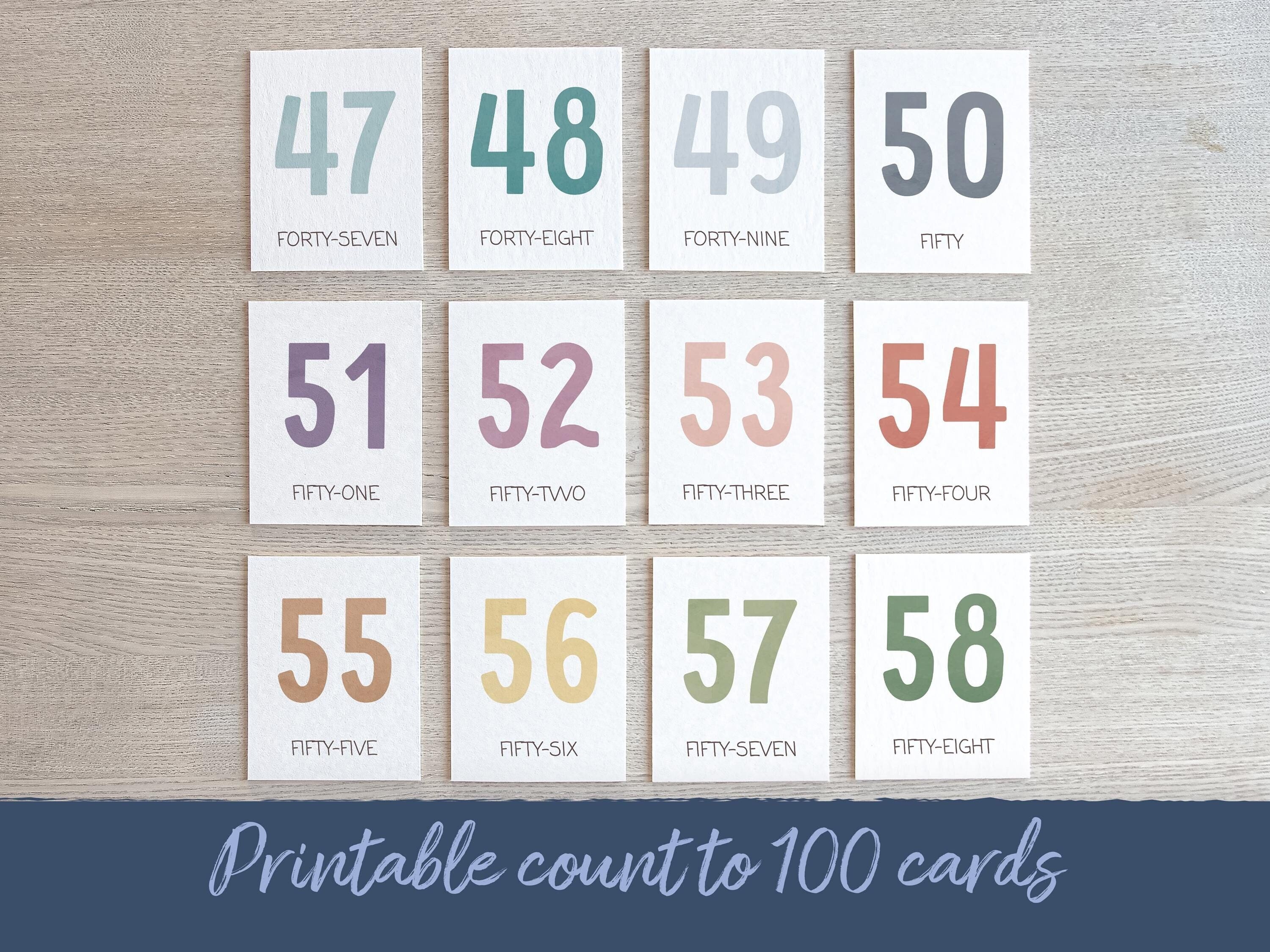 Number Flash Cards 1-100: Printable Montessori Math (digital Download ...