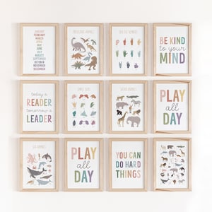 Set of 32 Educational Posters, Boho Classroom Decor Bundle, Math Poster ...