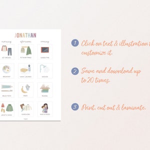 Editable Kids Routine Chart, Morning Routine, Toddler Bedtime Routine ...