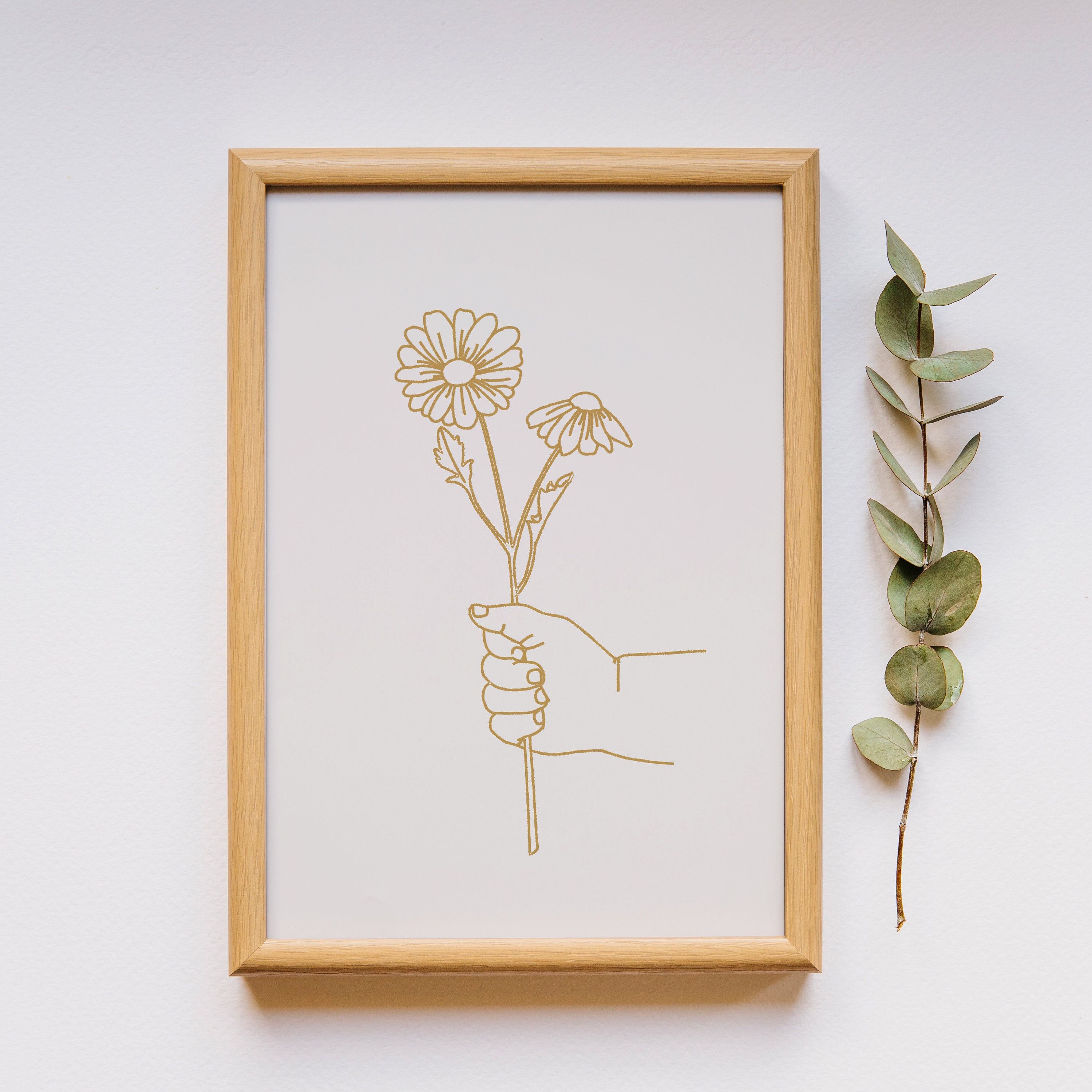 Flower Line Art Baby Hand Printable Printable Wall Art | Etsy
