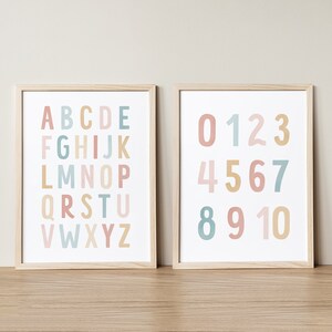 ABC Poster, Alphabet Print, 3 Piece Wall Art, Educational Posters, Days ...