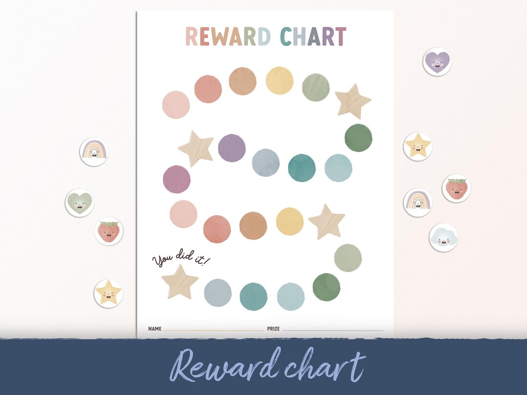 Printable Reward Chart for Kids, Toddler Goal Chart, Stars Rainbow ...