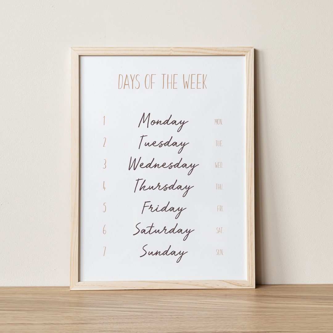 Days of the Week Printable, Educational Posters, Preschool Poster ...
