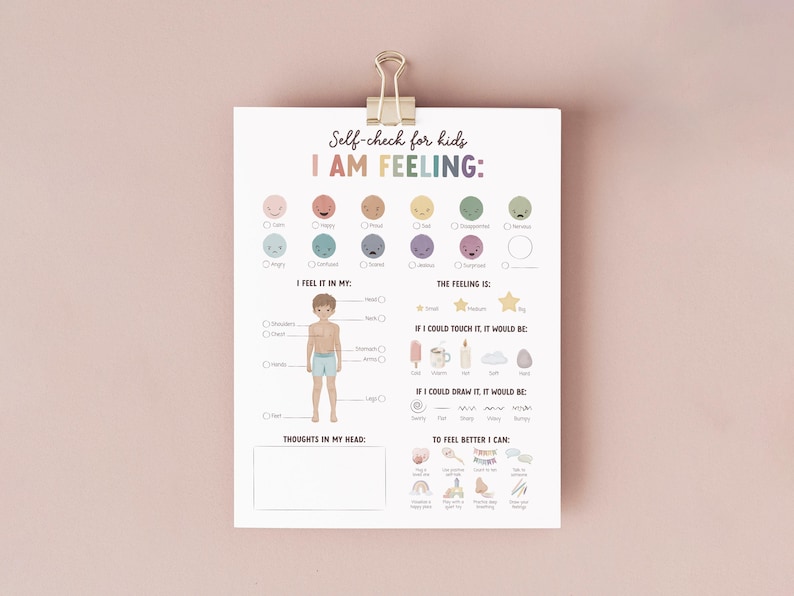 Feelings Check-in Worksheet for Kids: SEL Coping Skills (digital ...