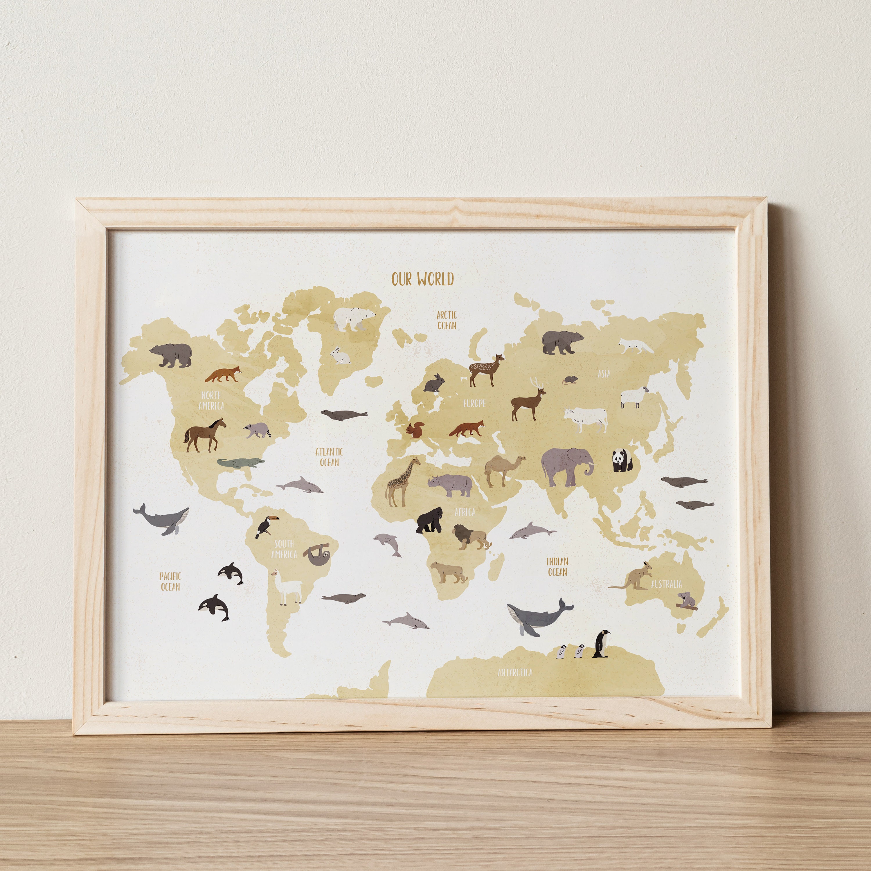 Animal World Map World Map Animals World Map Poster Animals | Etsy