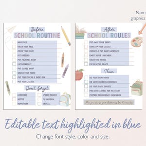 Editable Before & After School Checklist: Daily Routine Chart (digital ...