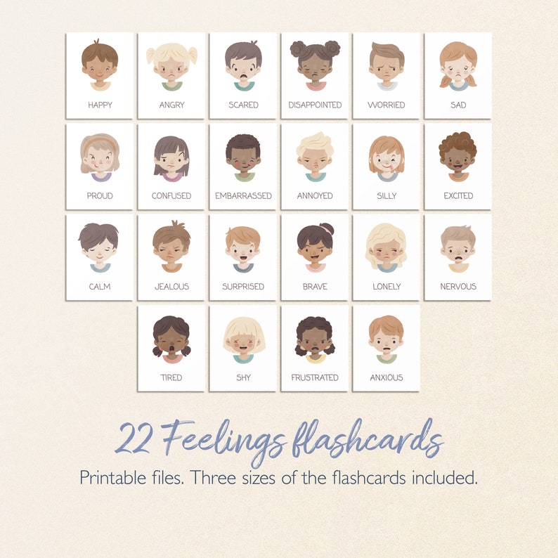 Editable Emotion Flashcards Feelings Flash Cards Montessori - Etsy