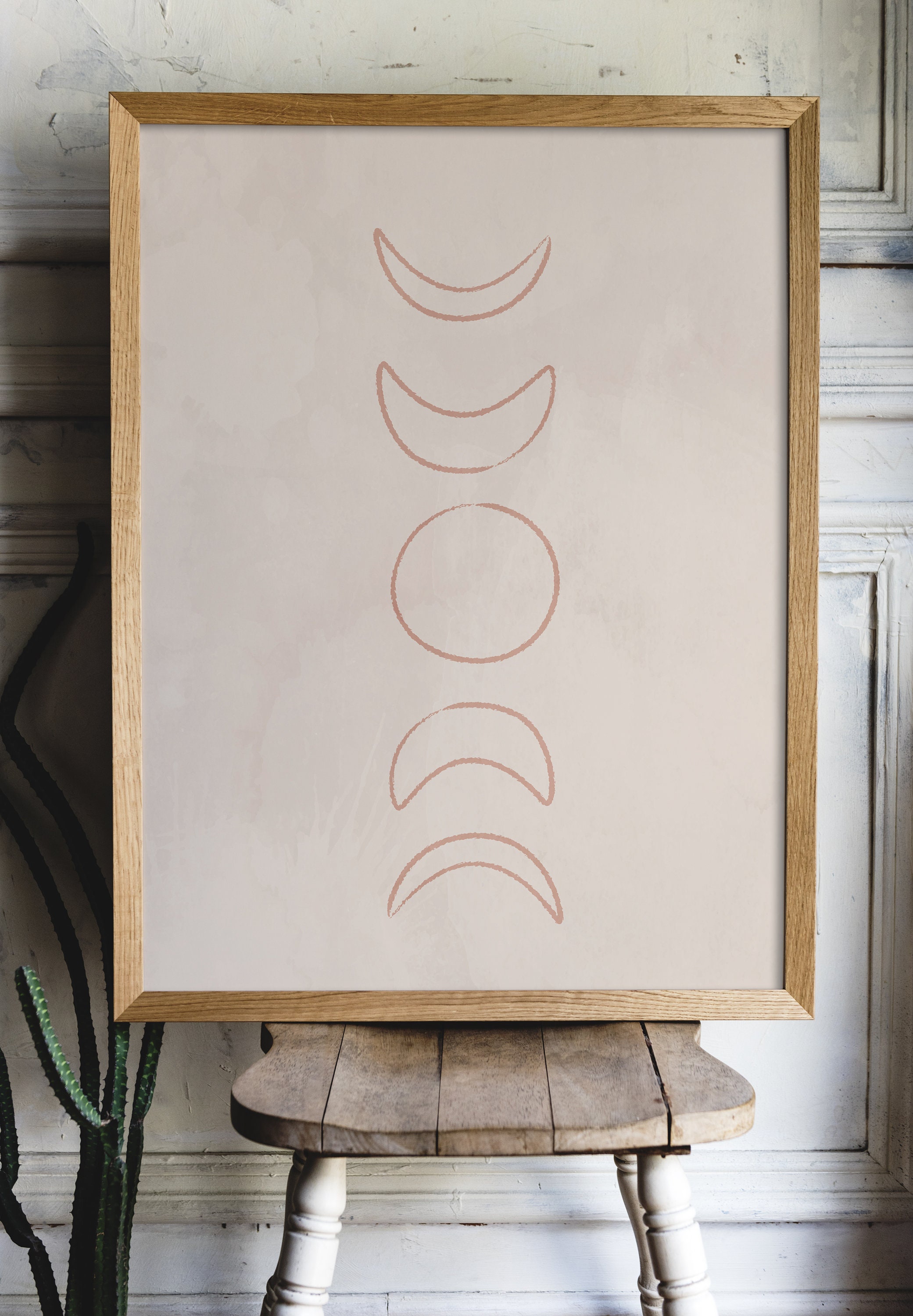 Moon Phases Poster Full Moon Print Fine Line Art Phases of - Etsy