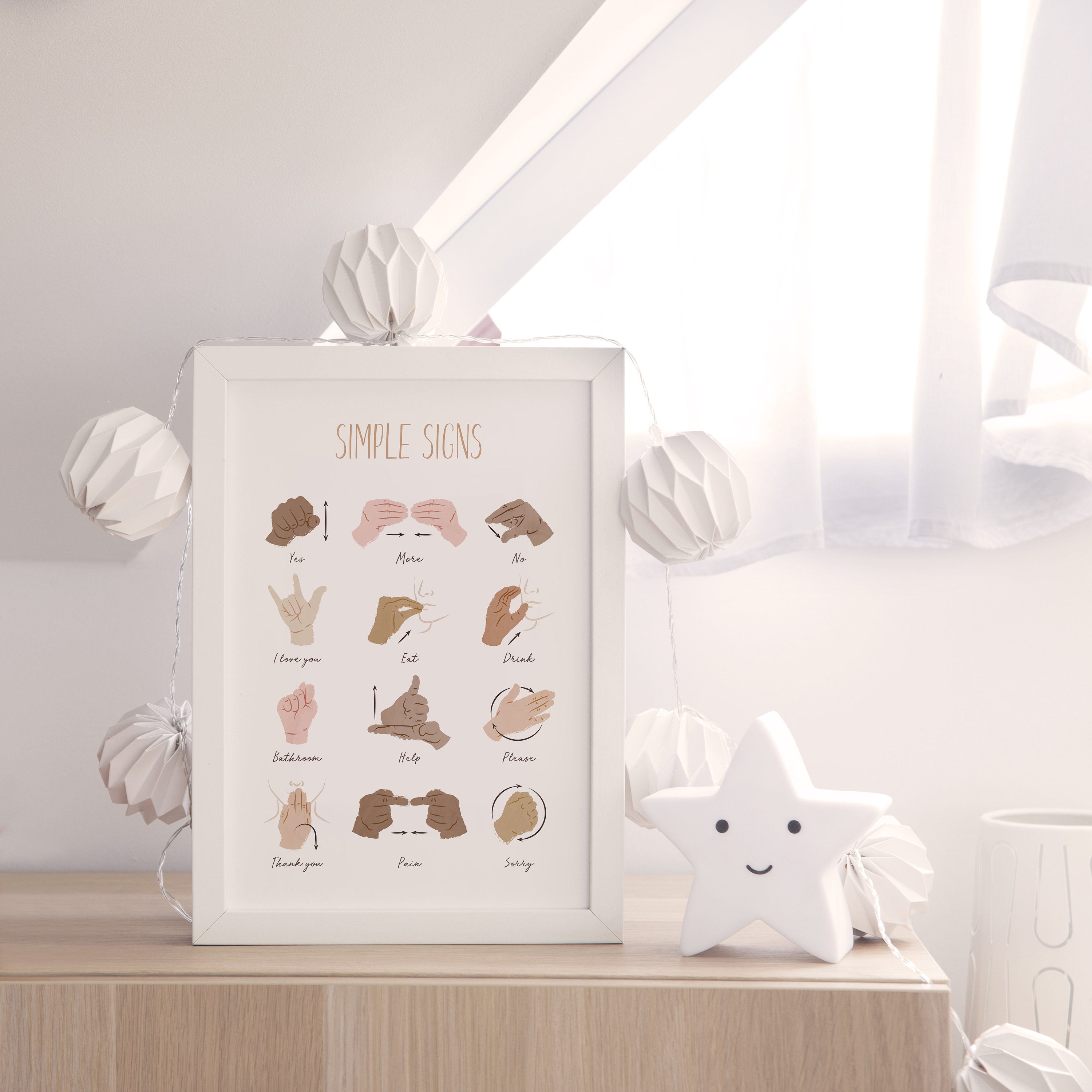 ASL Educational Poster: Simple Sign Language Art (digital Download) - Etsy