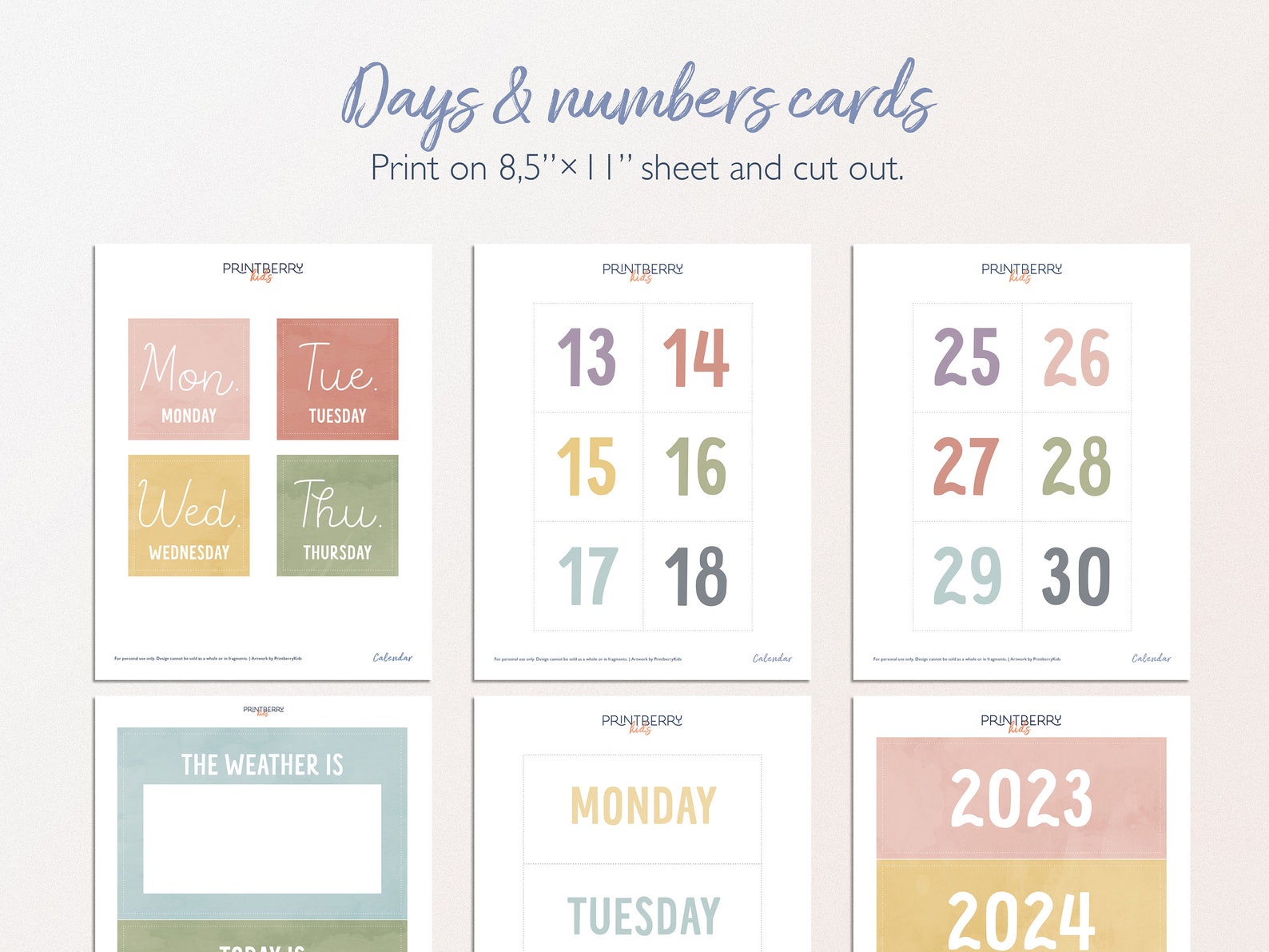 Kids Perpetual Calendar Set, Editable Classroom Calendar & Cards ...