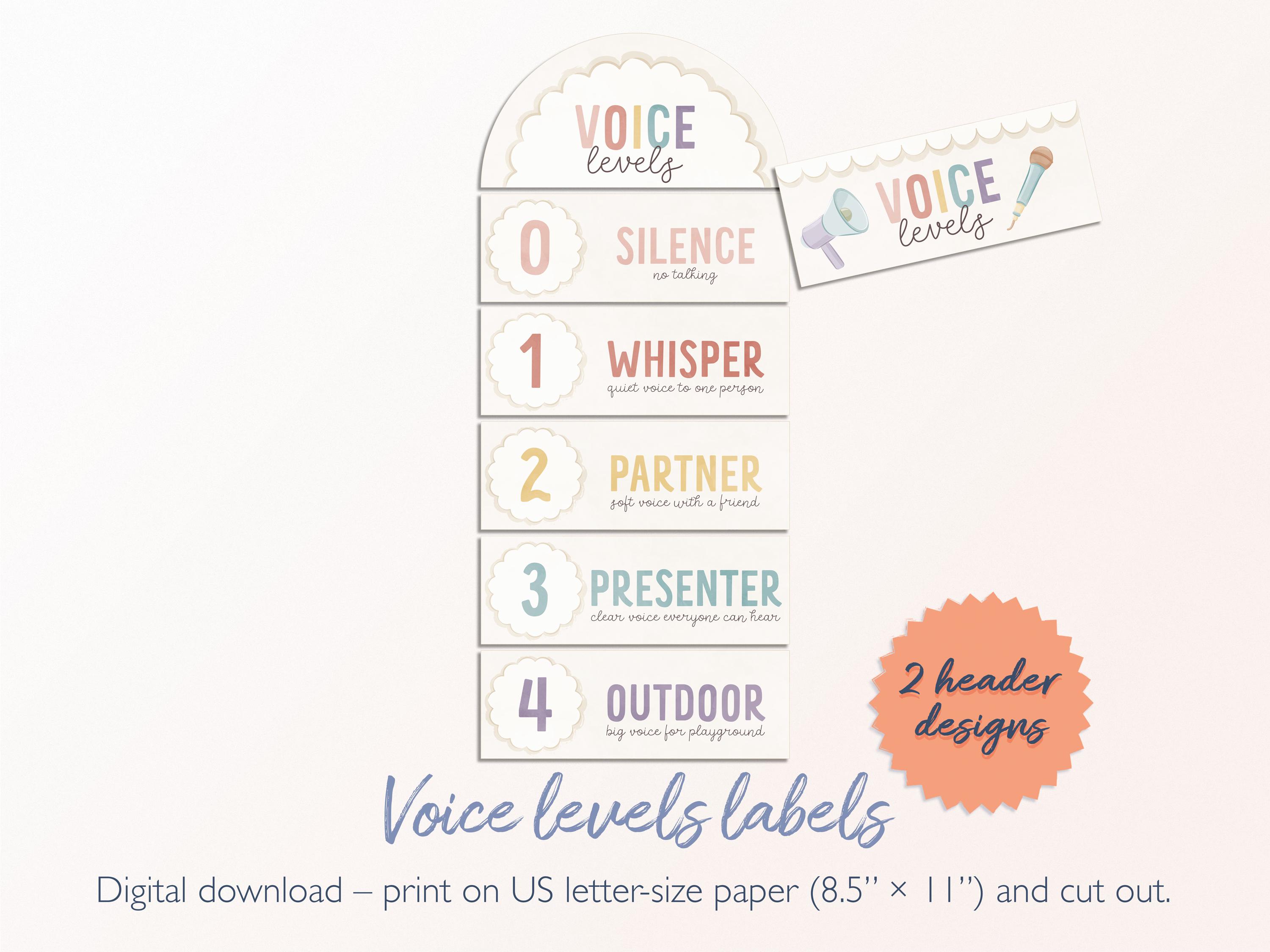 Boho Classroom Voice Level Chart: Calm Decor Printable (digital ...