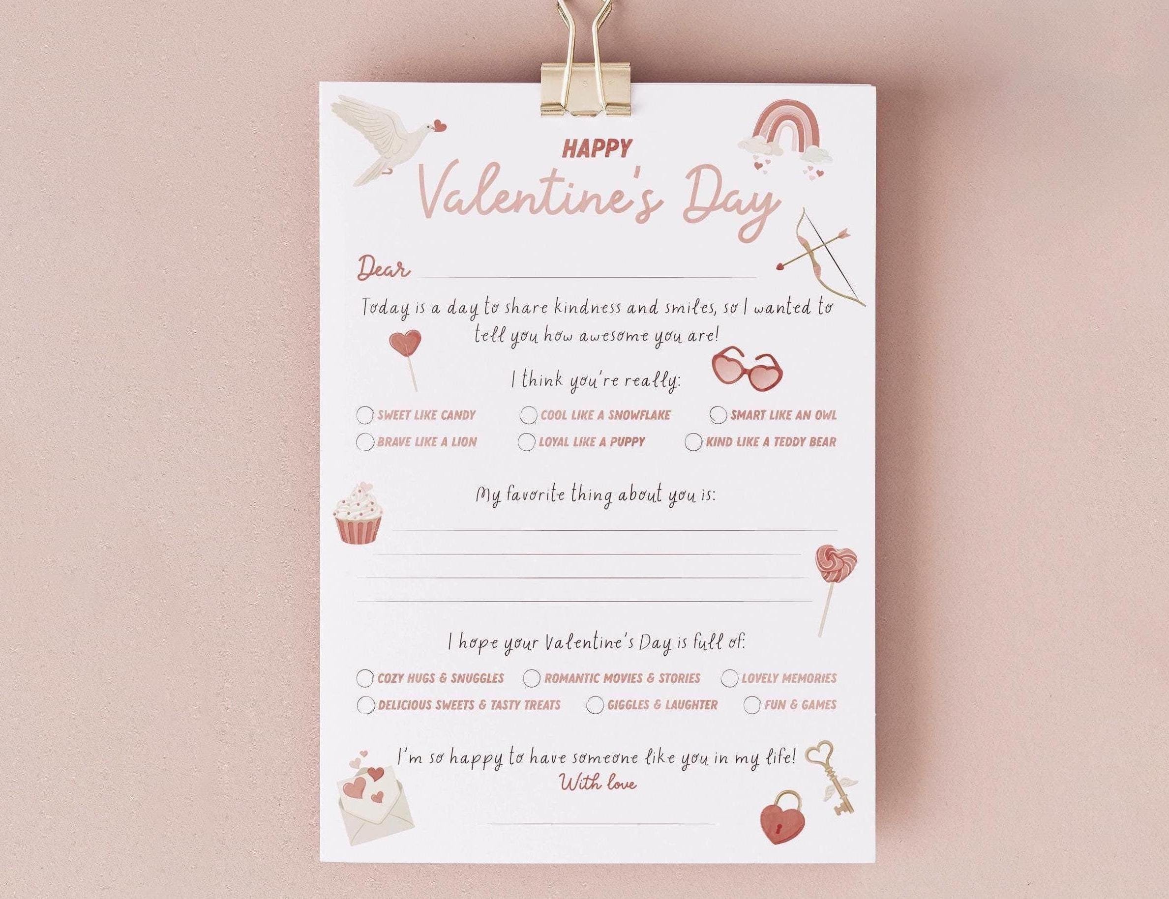 Fill-in Valentine's Day Card: Printable Letter Template (digital ...