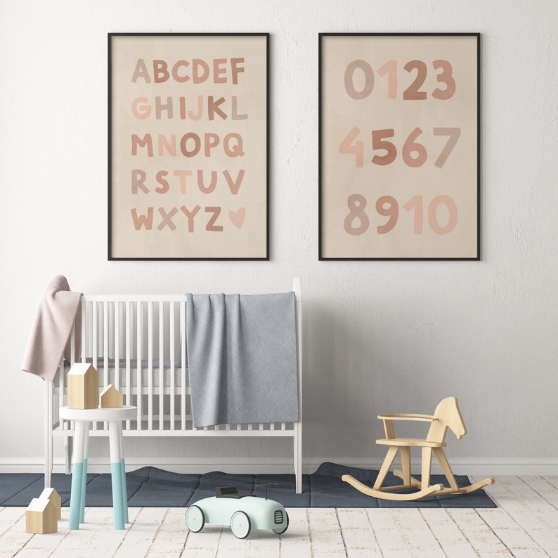 Abc Poster Alphabet Poster Playroom Wall Art Beige | Etsy